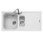 Veis 150 Inset Granite Sink with Drainer Chalk White | Caple