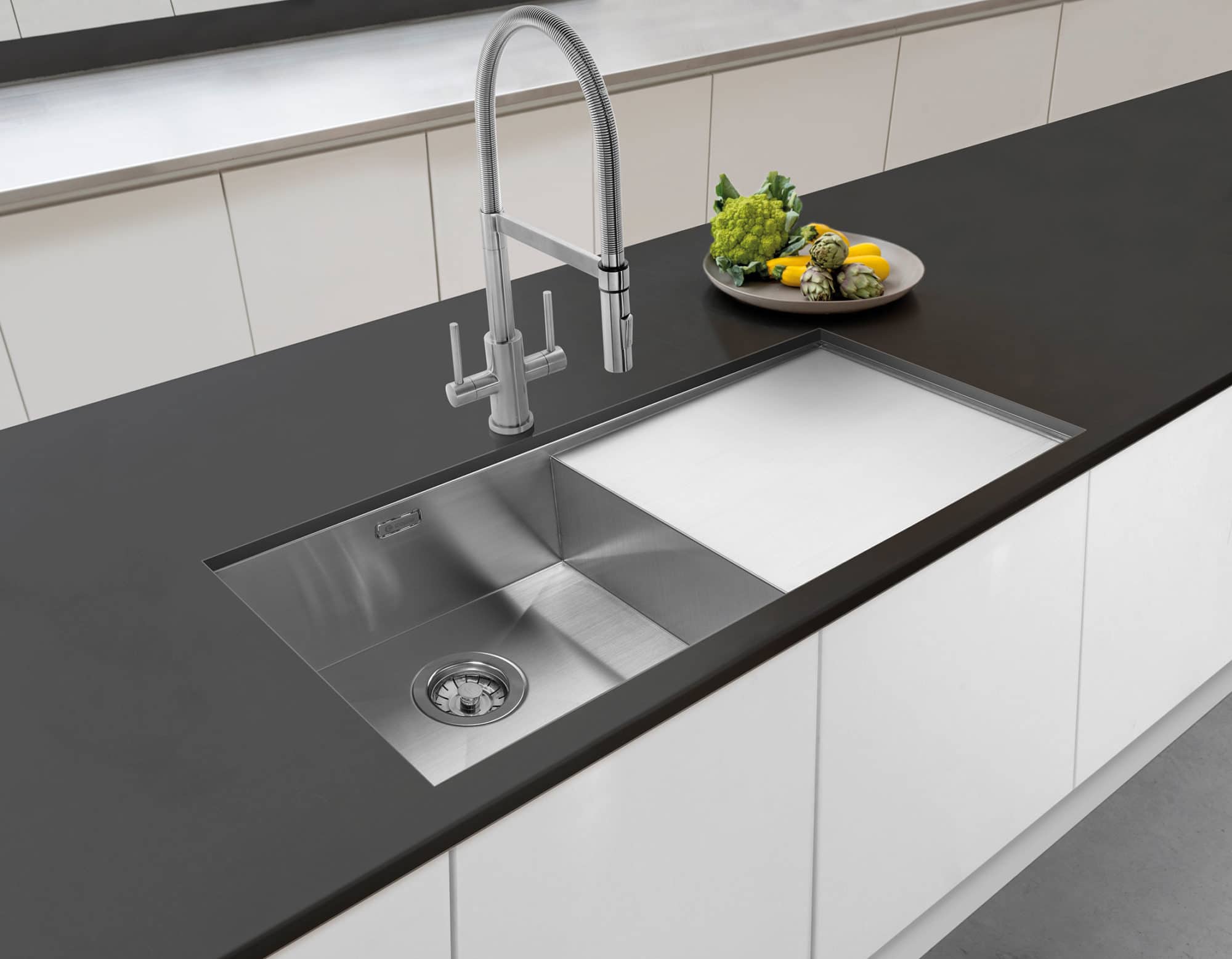 Nada 100 Inset or Undermount Sink with Drainer Stainless Steel | Caple