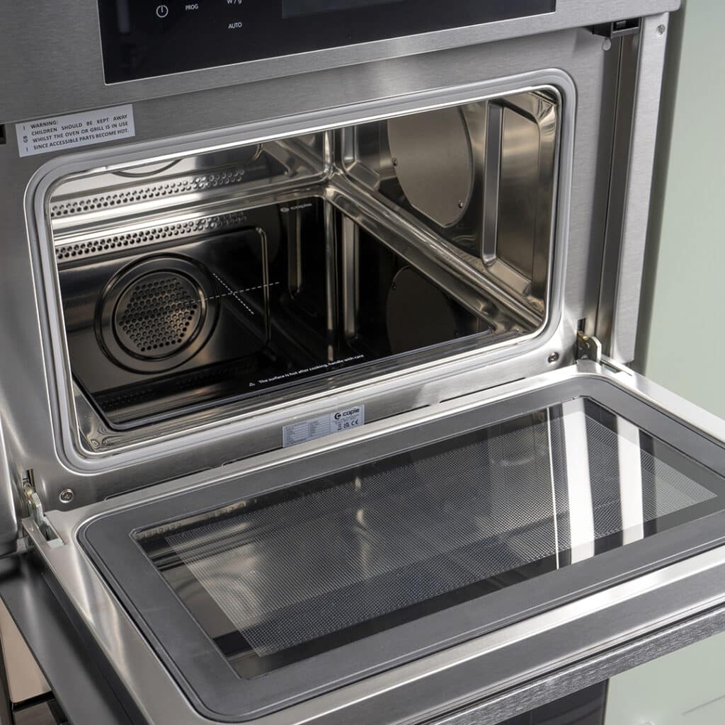 CM108SS Built-In Microwave Black Glass & Stainless Steel | Caple