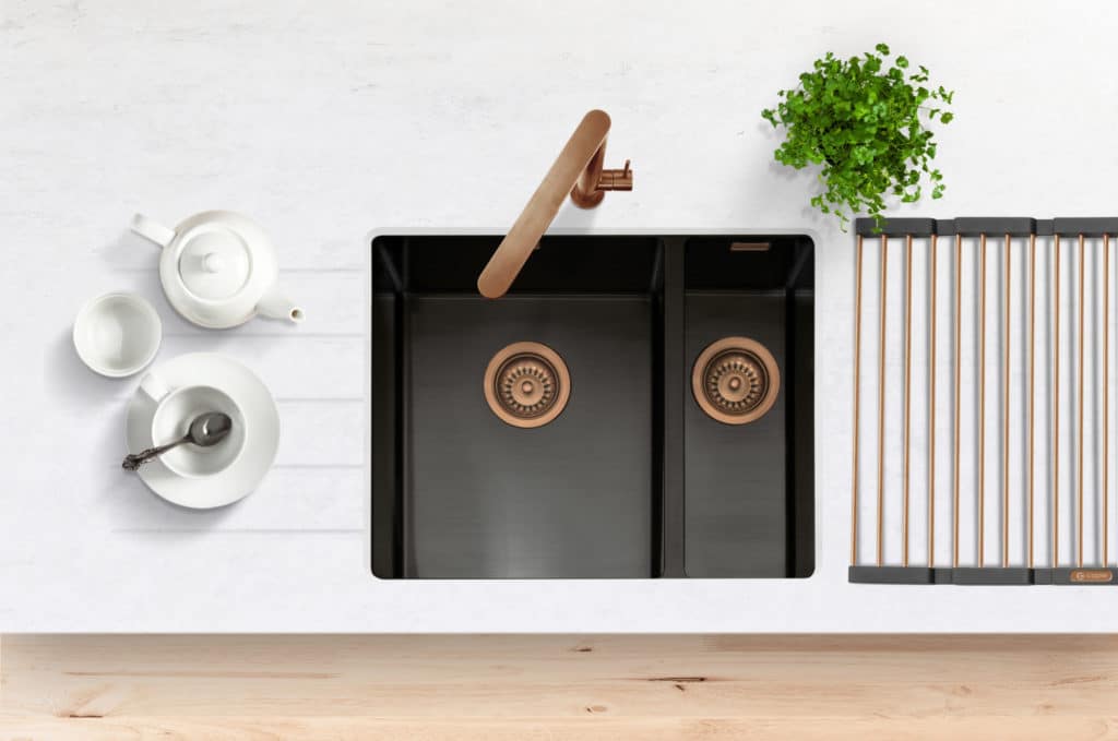 Mode 3415 RH Inset or Undermount Sink Black Steel | Caple