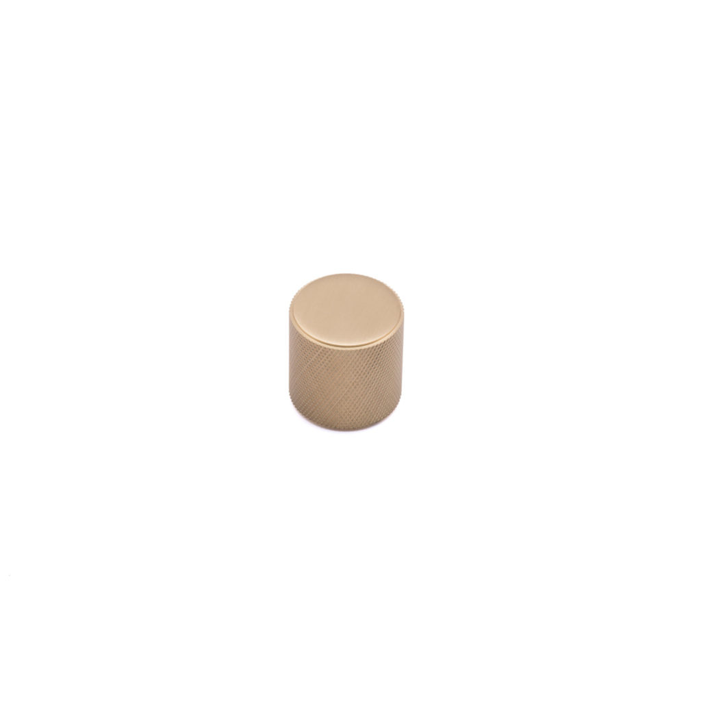 Satin Brass Knurled Cylinder Knob | Caple